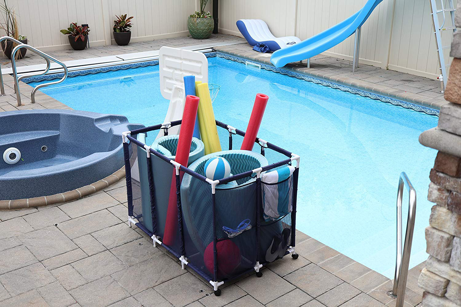 Essentially Yours Pool Noodles Holder Toys Floats Balls And Floats Equipment Mesh Rolling Storage Organizer Bin Reviews Wayfair